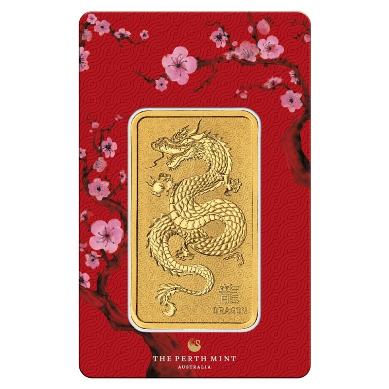 Gold Bar 1 ounce troy Dragon Rectangle | Perth Mint