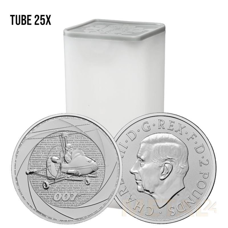 1oz Six Decades of 007 Bond 1960 2024 - zilver munt